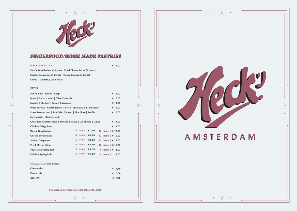 Menu – Heck's Amsterdam